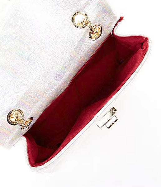 Pearly White Quilted Cross-Body Purse– Popatu