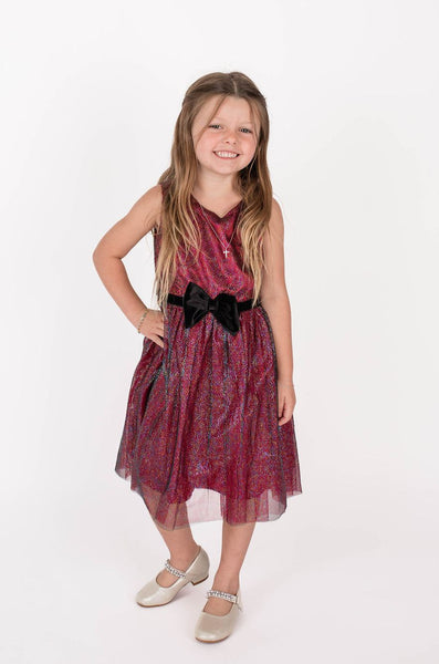 Baby Girls Burgundy Shimmer Overlay Dress– Popatu