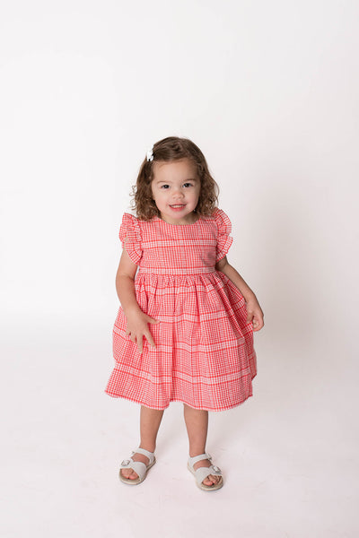 Baby Girl's Red Check Dress (3M-24M)– Popatu