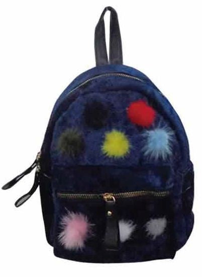 Multi Color Pom Poms Little Girls Backpack– Popatu