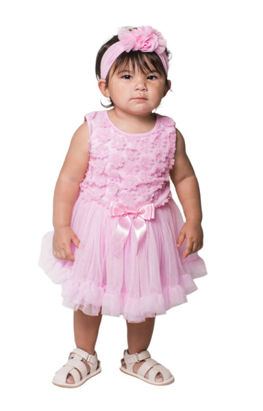 Little Girl's Pink Soutache Flowers Petti Tutu Dress– Popatu