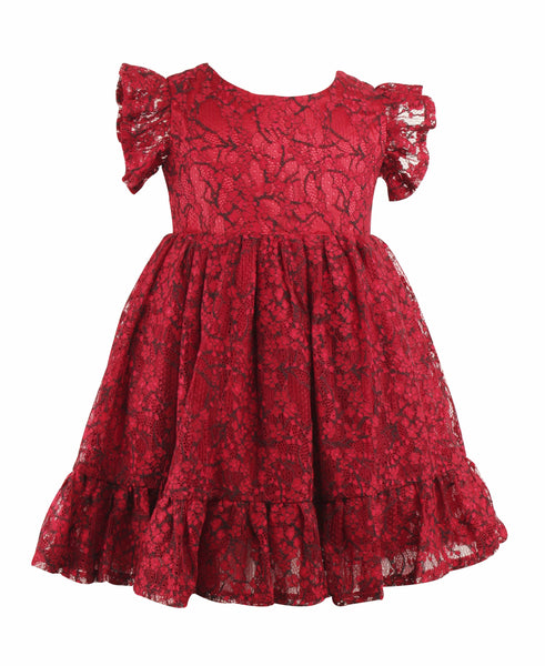Baby Girl's Burgundy Lace Dress– Popatu